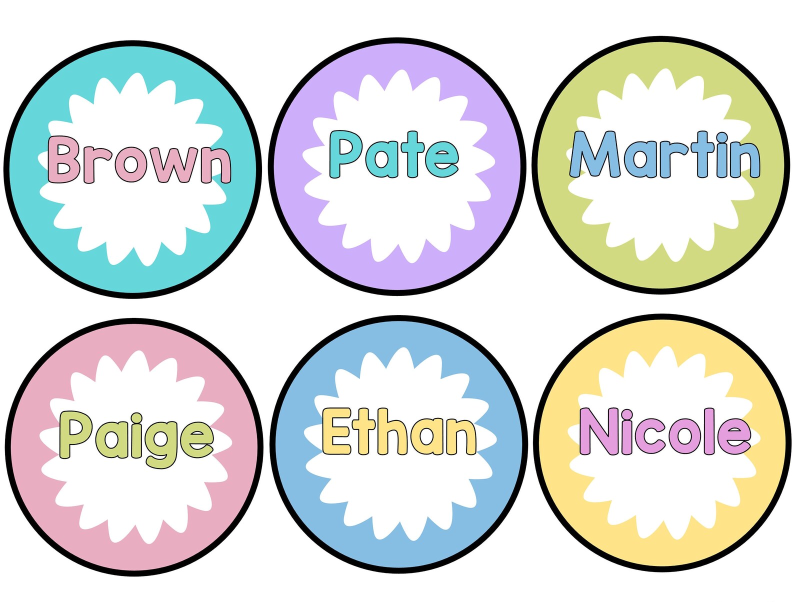 Back to School Student Name Tags, Vibrant Classroom Labels, Round Name ...