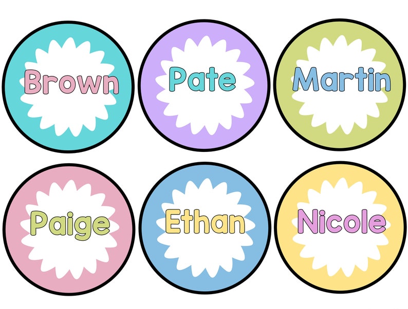 Back to School Student Name Tags, Vibrant Classroom Labels, Round Name ...