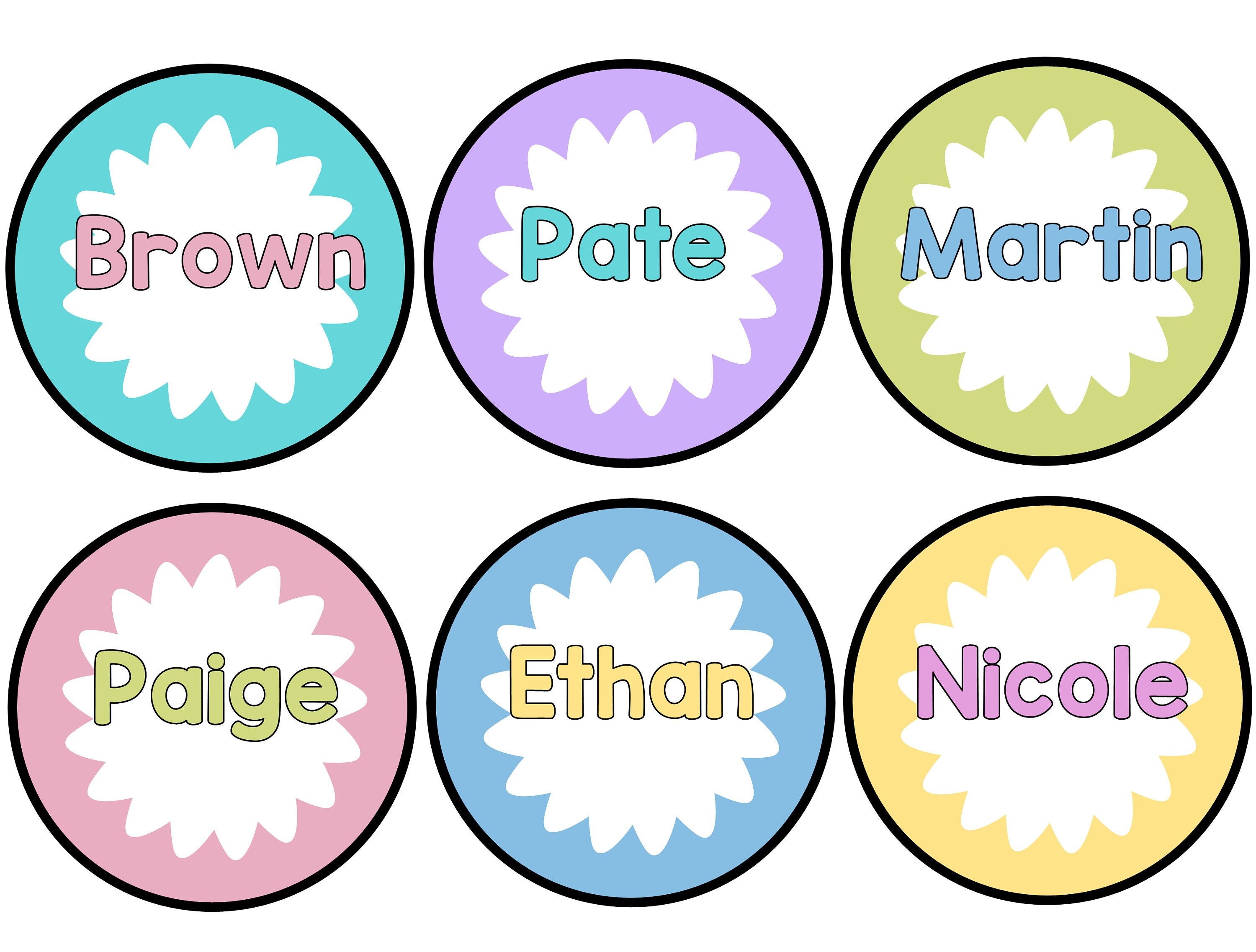 Back to School Student Name Tags, Vibrant Classroom Labels, Round Name ...