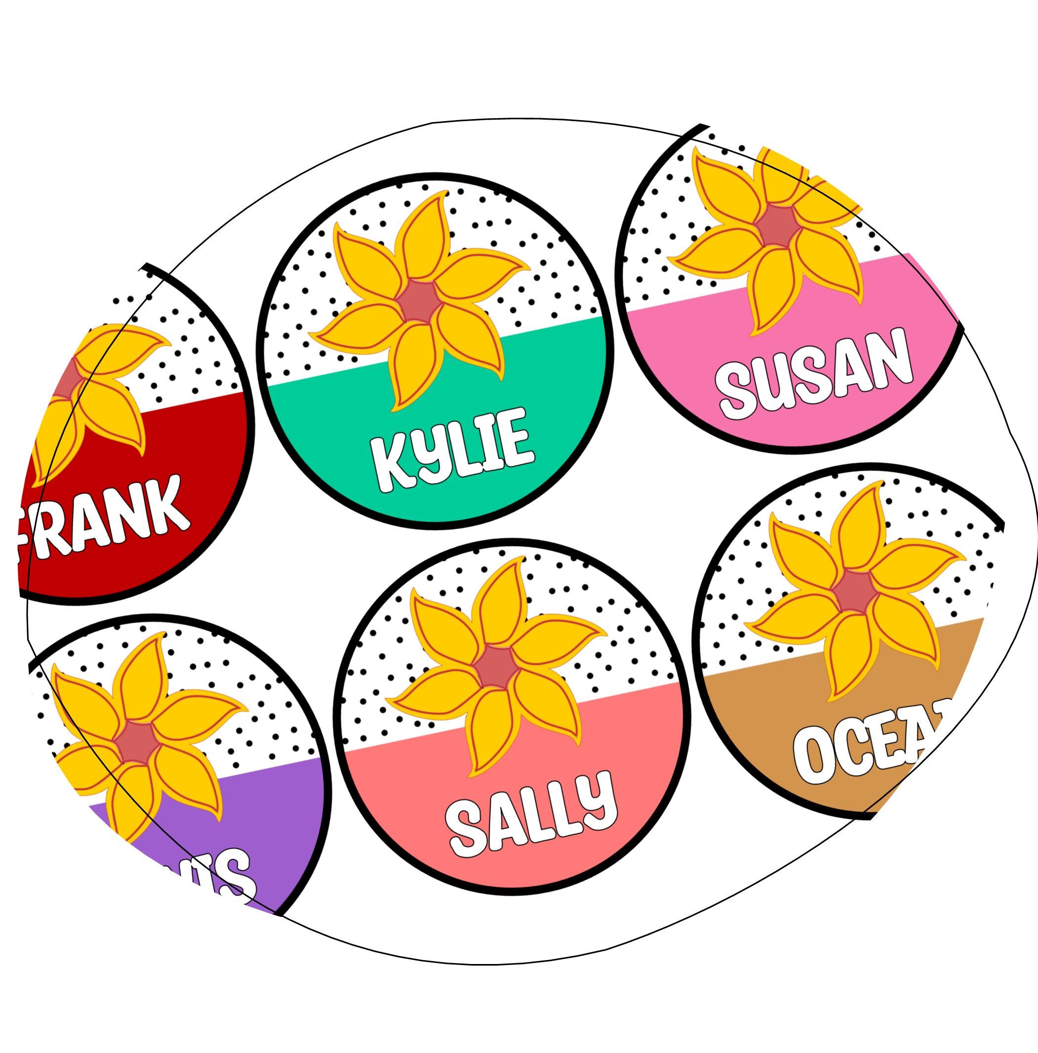 Printable Spring Spotty Floral Student Name Labels, Bright Spotty Name ...