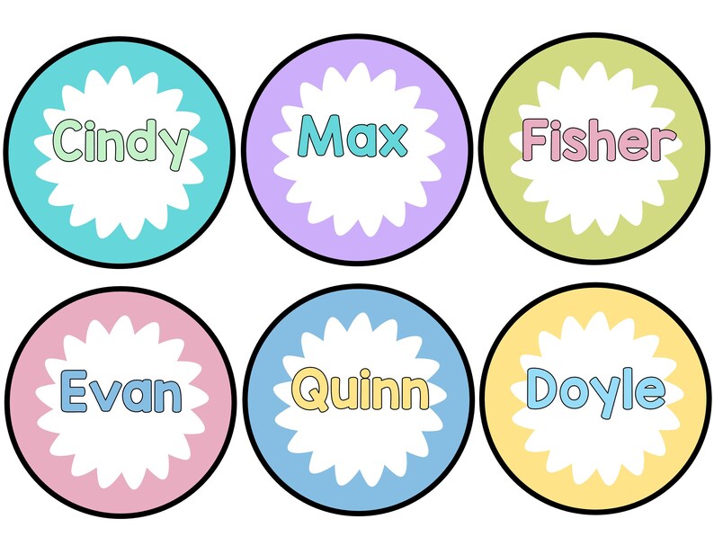 Back to School Student Name Tags, Vibrant Classroom Labels, Round Name ...