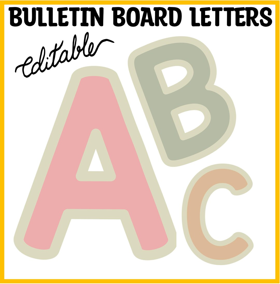 Printable Boho Neutral Bulletin Board Letters, Editable Large Alphabet ...