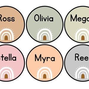 Printable Boho Rainbow Student Name Labels, Circle Rainbow Classroom ...