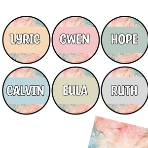 Printable Bright Student Name Labels, Editable Round Student Name Signs ...