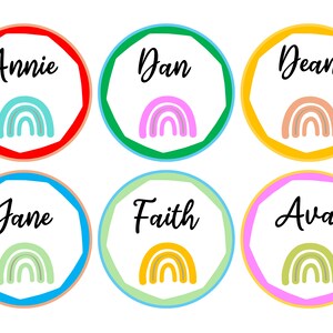 Rainbow Name Tags, Student Name Labels Printable, Editable Tags ...