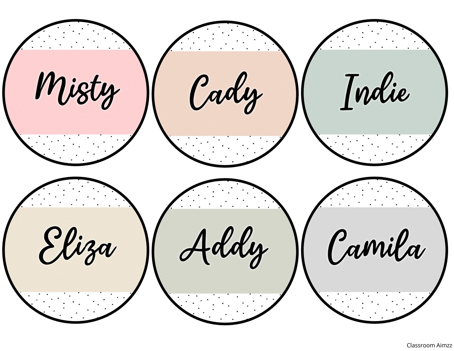 Printable Boho Neutral Minimalist Dotty Student Name Labels, Calm ...