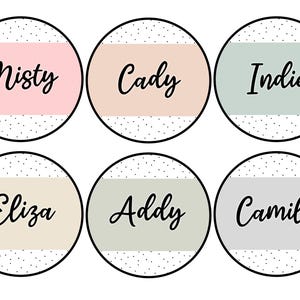 Printable Boho Neutral Minimalist Dotty Student Name Labels, Calm ...