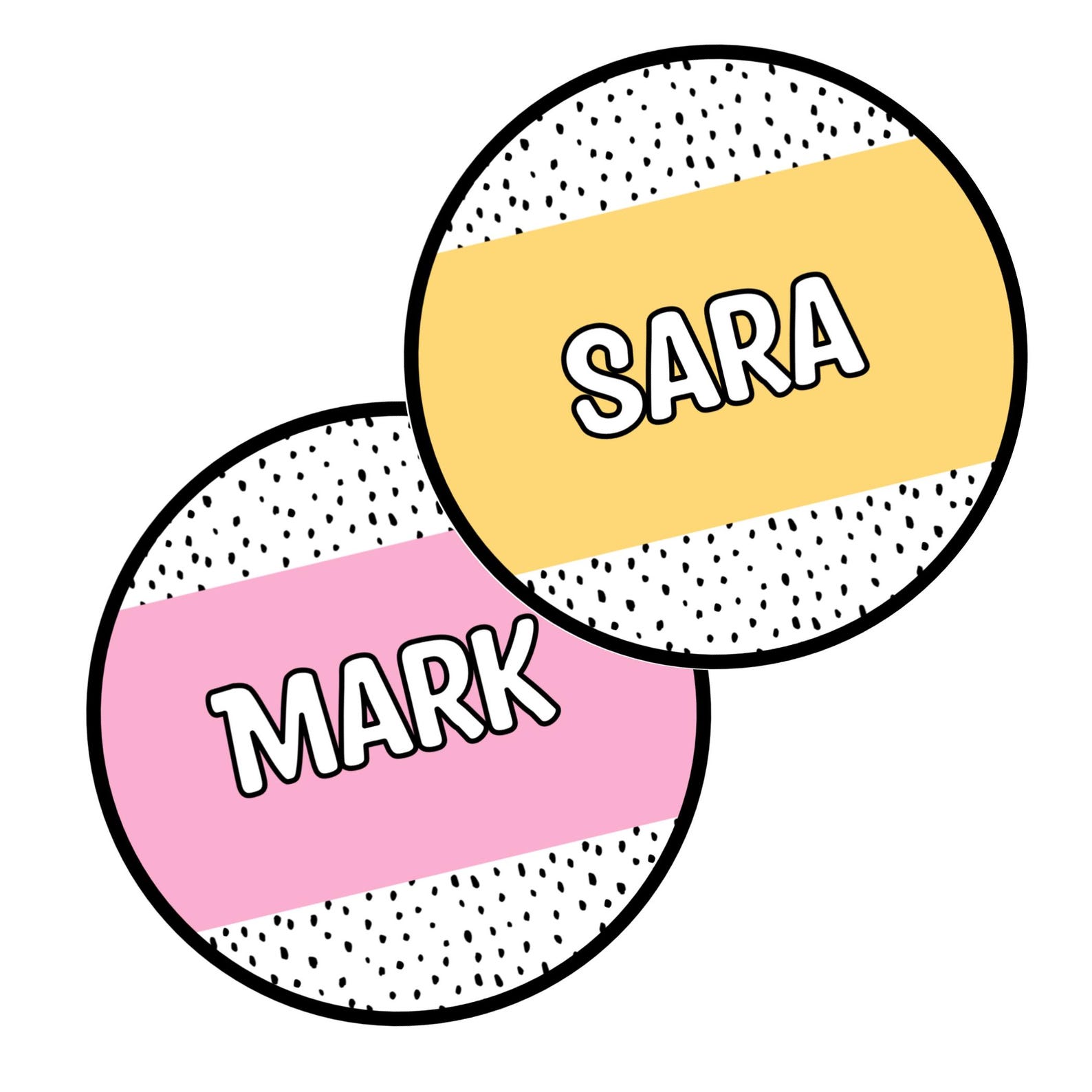 Printable Bright Spotty Student Name Labels, Editable Round Student ...