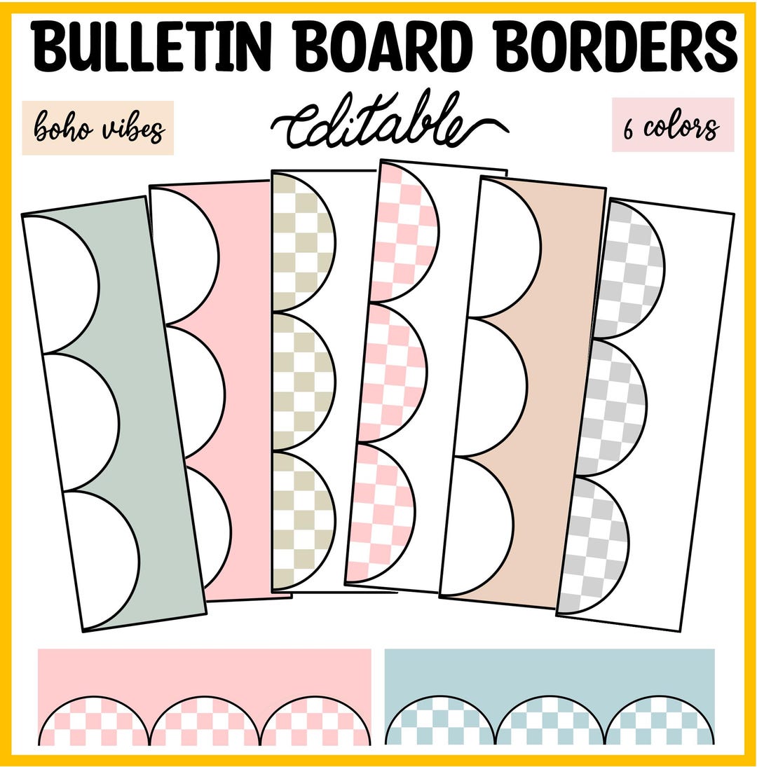 Printable Boho Neutral Checkered Bulletin Board Borders, Classroom ...