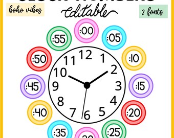 Clock Numbers, Printable Wall Clock Number Display, Pastel Timecards ...