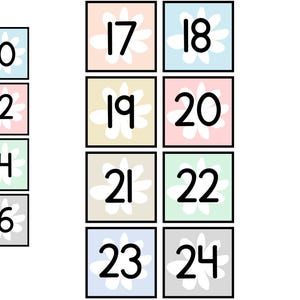 Calendar Number Tags, Printable Back to School Number Labels, Boho ...