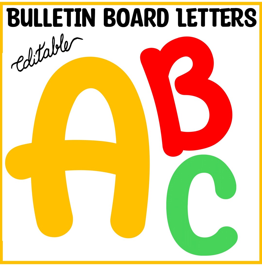 Back to School Printable Colorful Bulletin Board Letters, Editable ...