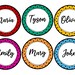 Printable Black and Bright Polka Dots Student Name Labels, Name Signs ...