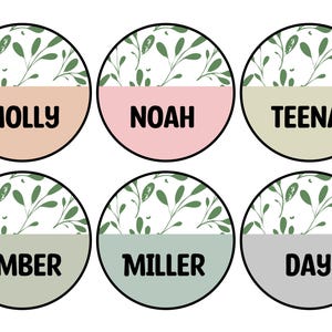 Printable Botanical Student Name Labels, Boho Neutral Student Name ...