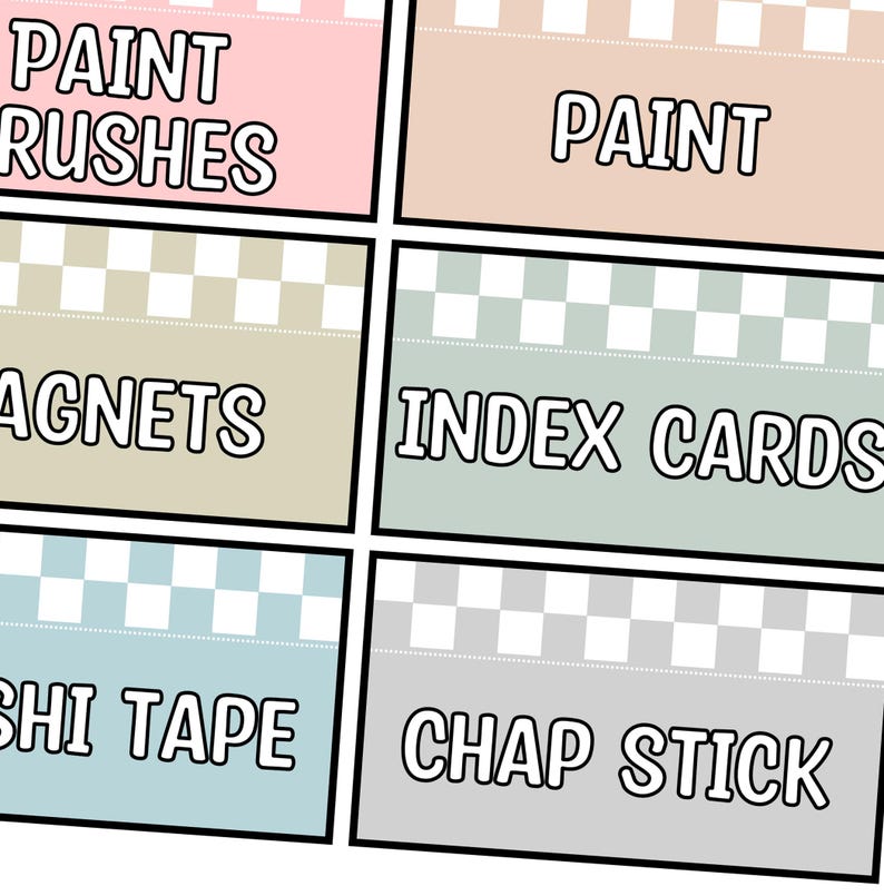 Boho Checkered Teacher Toolbox Labels, Editable Classroom Labels, Back ...