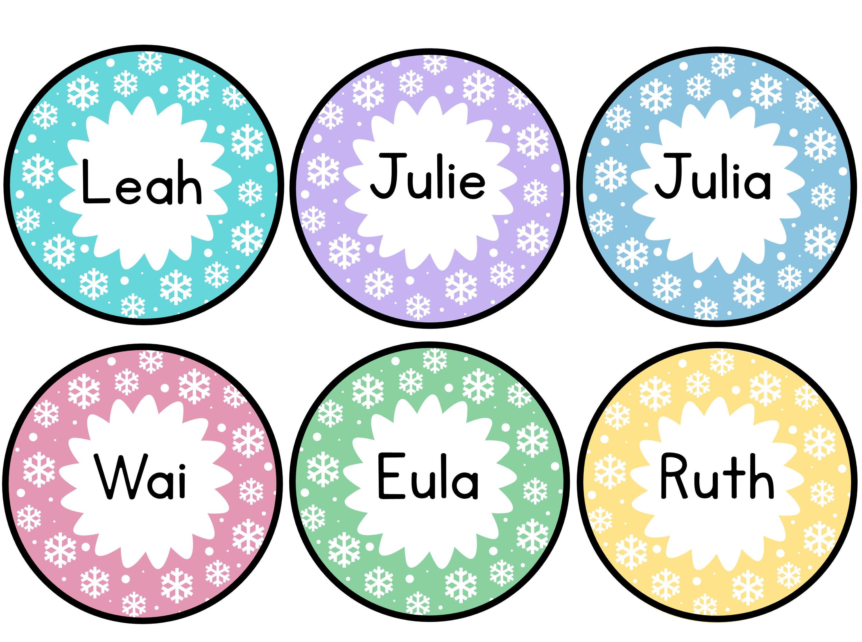 Winter Student Name Tags, Printable Snowflakes Name Labels, Cubby ...