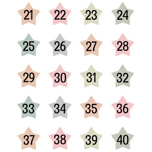 Printable Back to School Boho Neutral Small Stars Number Labels ...