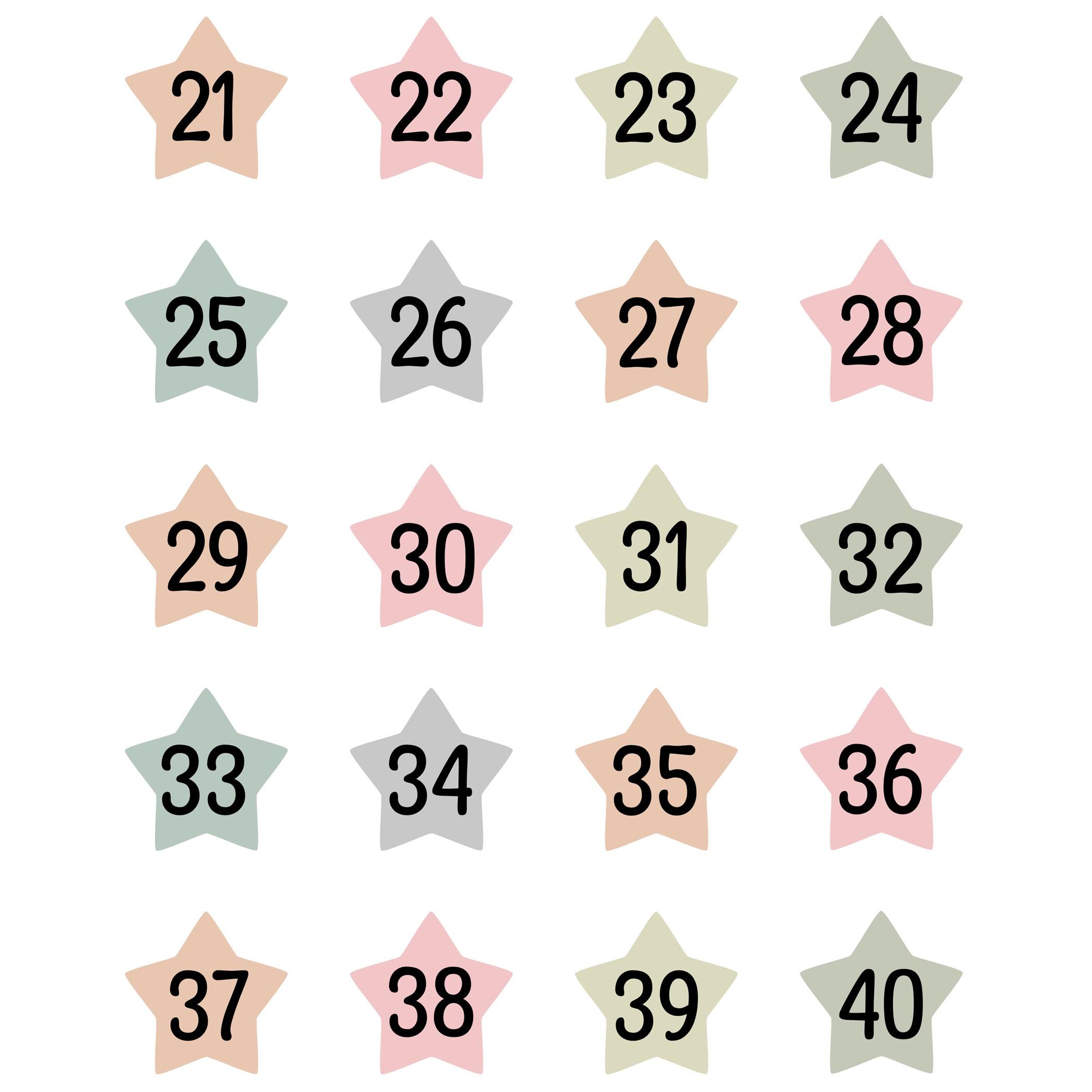 Printable Back to School Boho Neutral Small Stars Number Labels ...