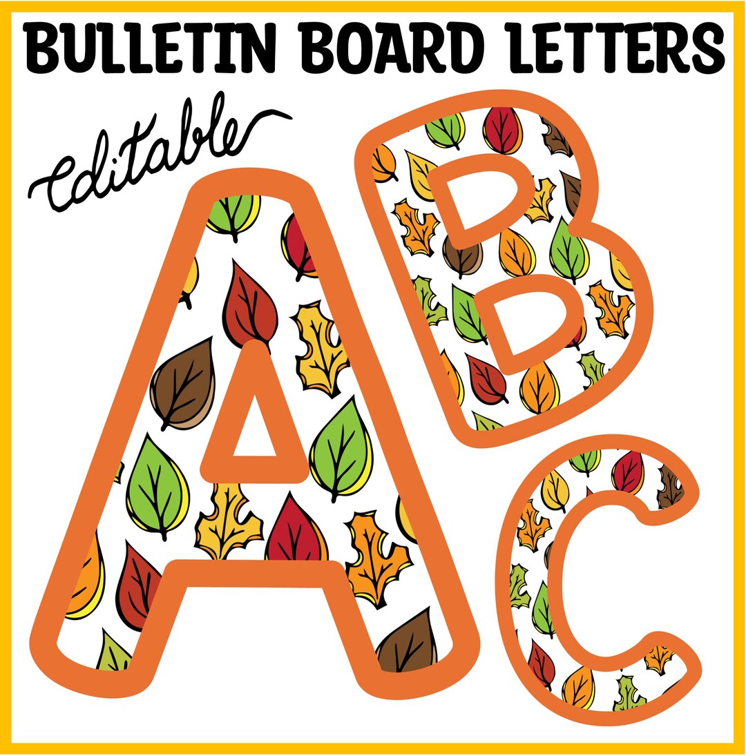 Printable Fall Leaves Board Letters, Autumn Large Alphabet Letters ...