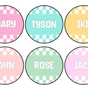 Boho Checkered Classic Student Name Labels,bright Colors Classroom ...