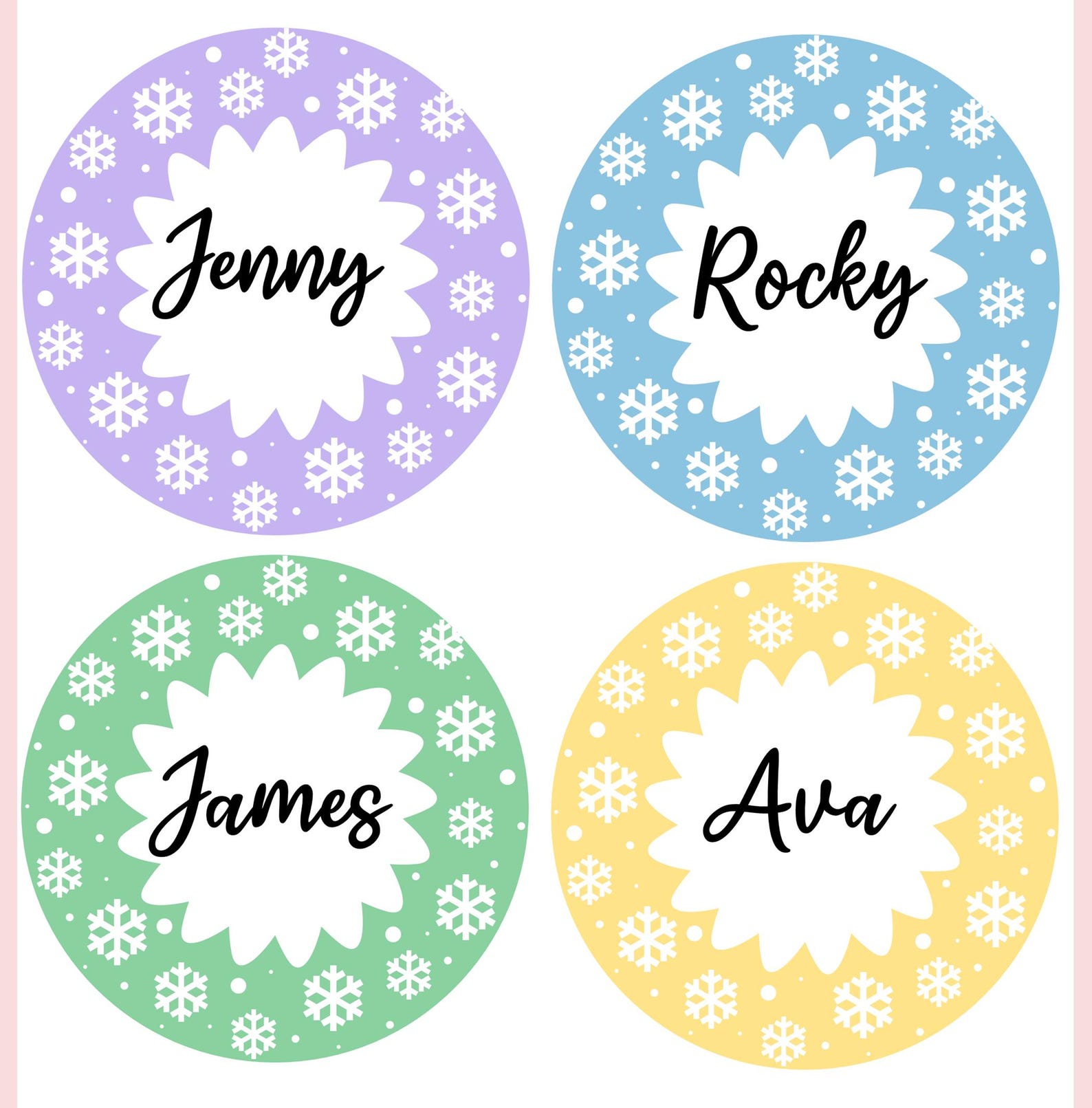 Winter Student Name Tags, Printable Snowflakes Name Labels, Cubby ...