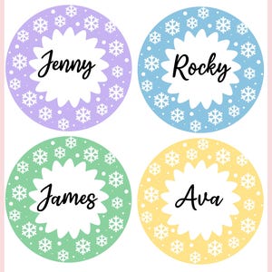 Winter Student Name Tags, Printable Snowflakes Name Labels, Cubby ...