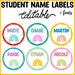 Printable Botanical Student Name Labels, Round Cubbies Labels, Boho ...
