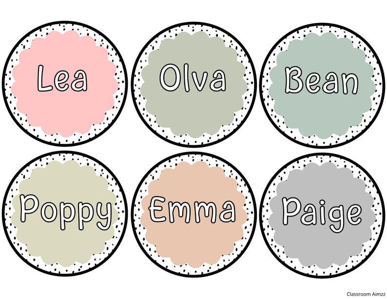 Back to School Printable Boho Neutral Spotty Student Name Labels, Cubby ...