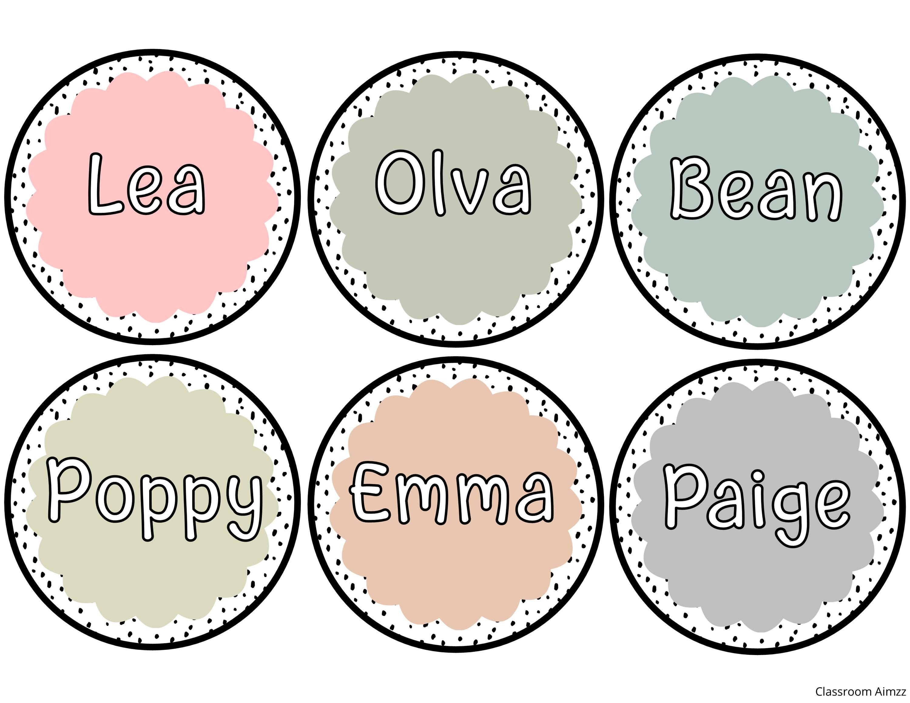 Back to School Printable Boho Neutral Spotty Student Name Labels, Cubby ...