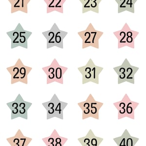 Printable Back to School Boho Neutral Small Stars Number Labels ...