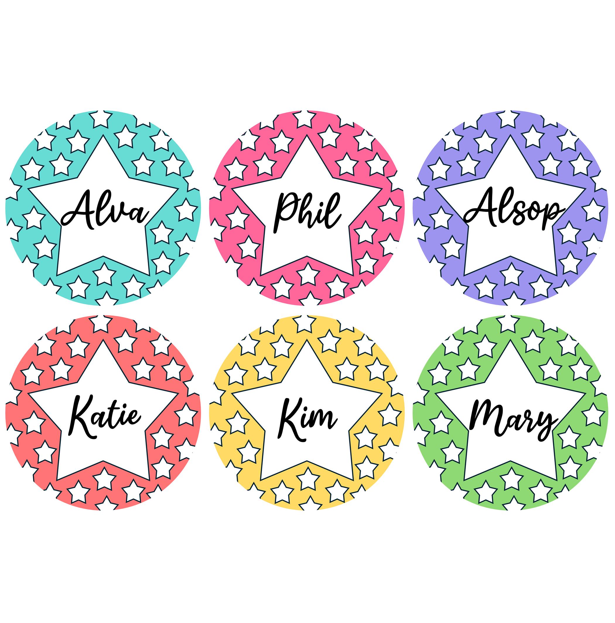 Printable Colorful Stars Student Name Labels, Star Nametags, Star Cubby ...