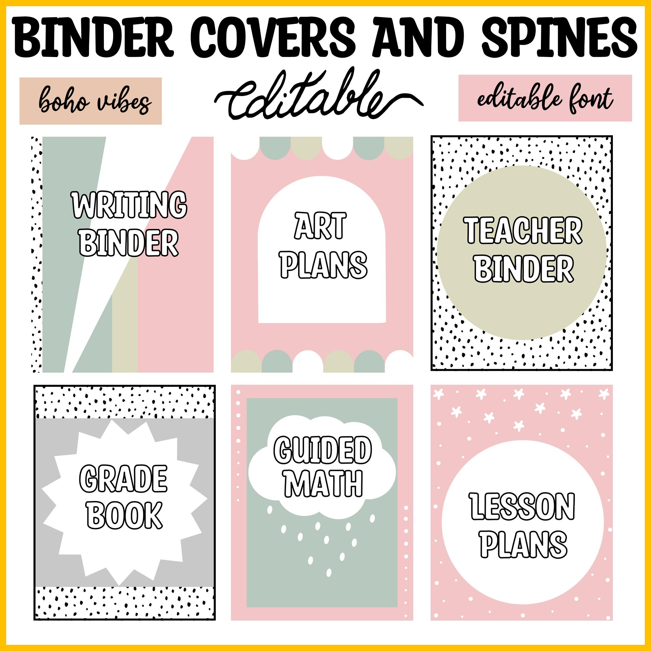 Printable Boho Neutral Spotty Binder Covers and Spines, Editable Binder ...