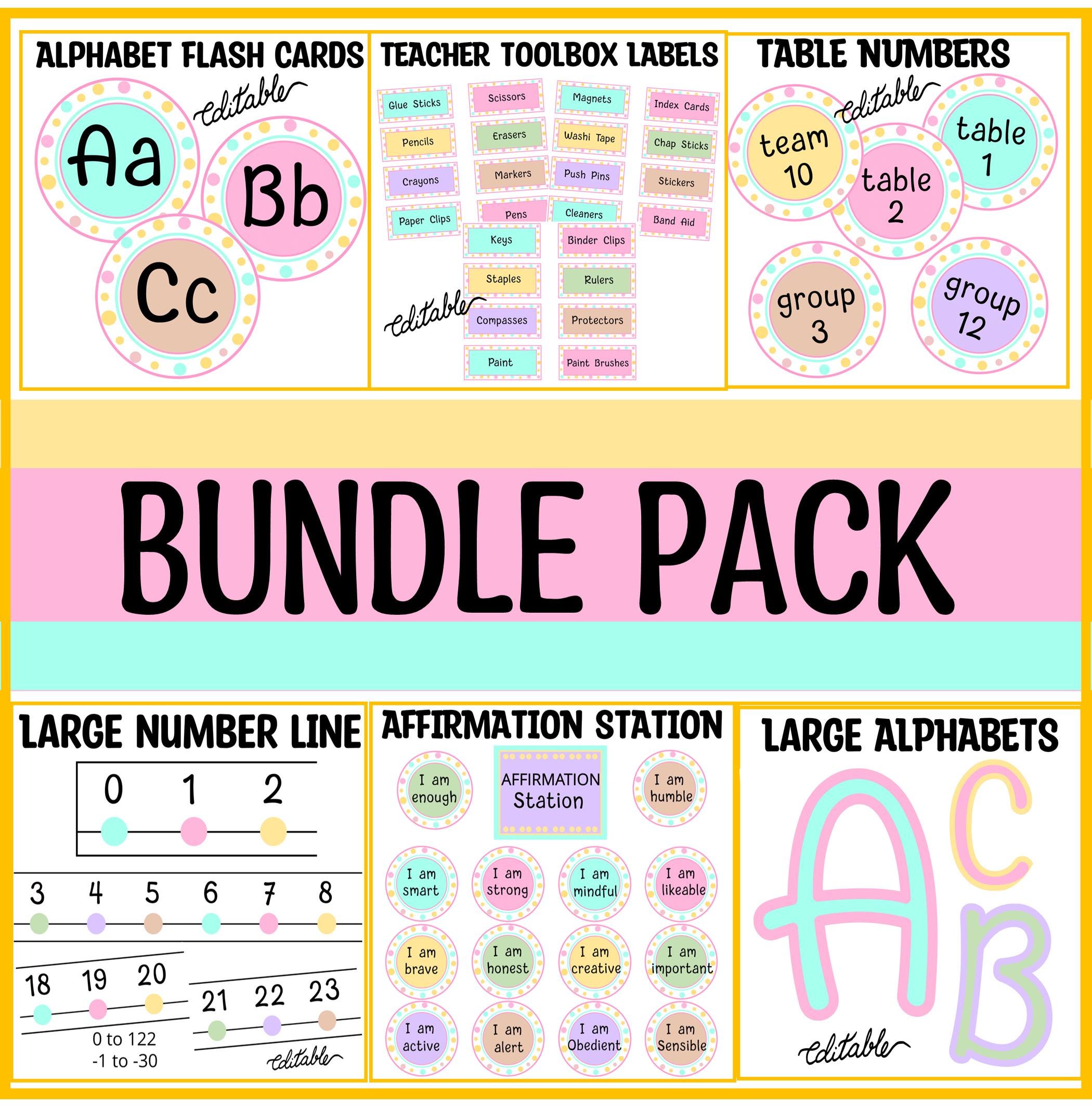 Back to School Printable Pastel Polka Dots Classroom Decor Bundle Pack ...