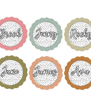 Printable Boho Neutral Spotty Student Name Labels, Cubby Labels, Circle ...