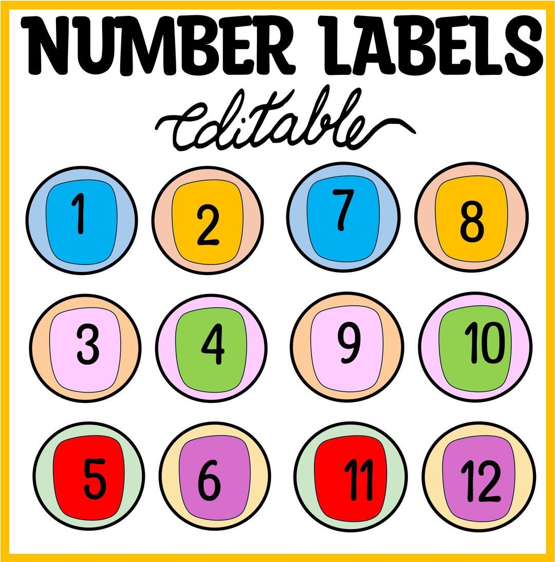 Printable Back to School Number Labels, Classroom Calendar Number ...