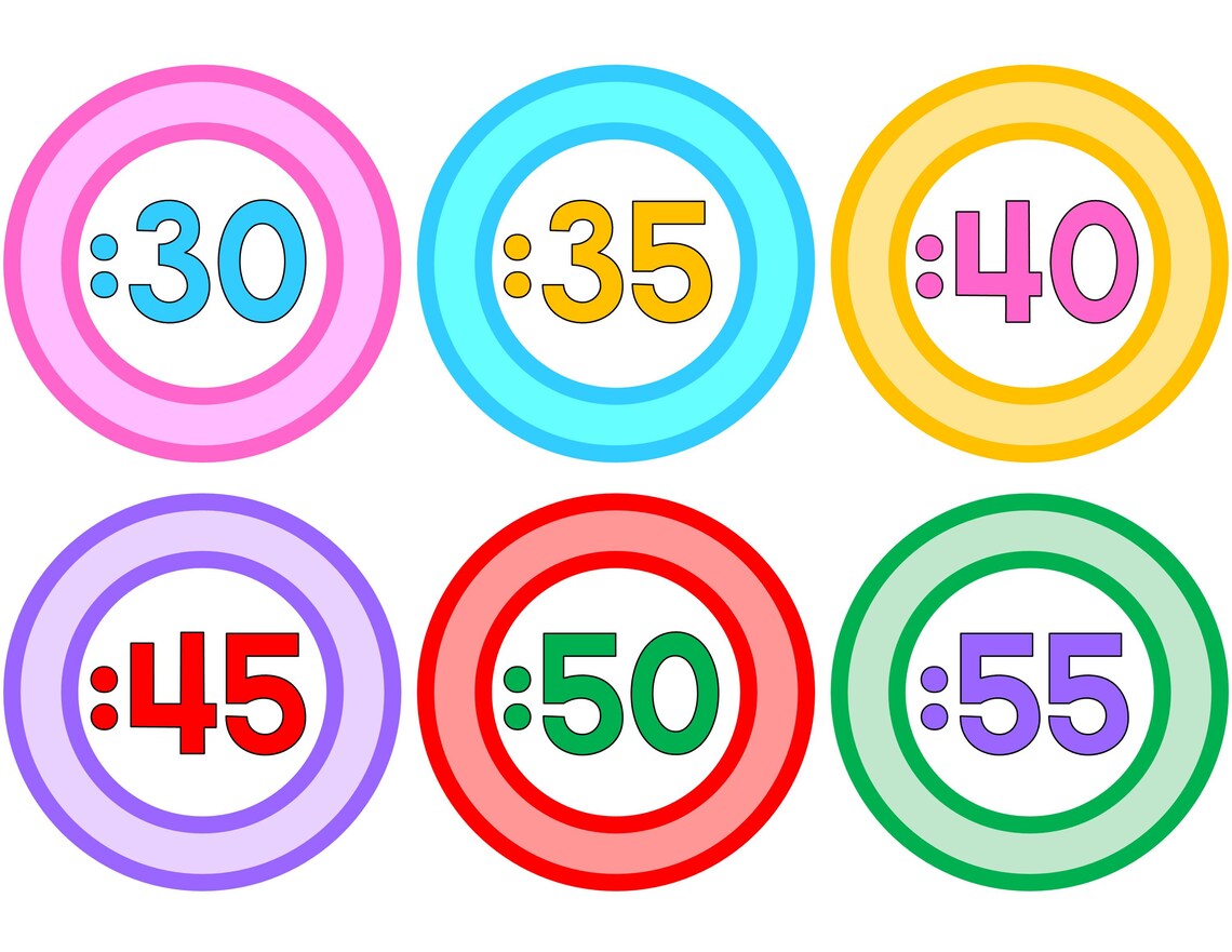 Printable Boho Bright Clock Numbers Display, Editable Clock Numbers ...