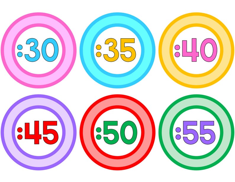 Printable Boho Bright Clock Numbers Display, Editable Clock Numbers ...