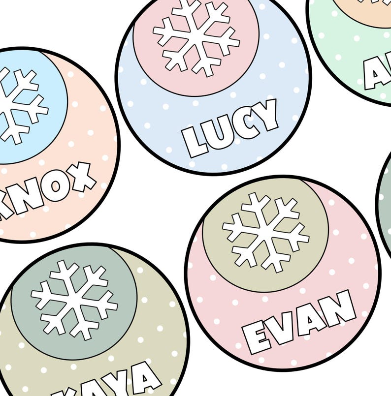 Winter Student Name Tags, Printable Snowflakes Name Labels, Cubby ...