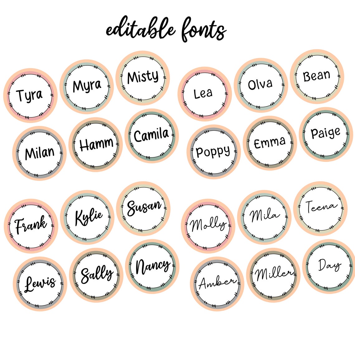 Printable Boho Neutral Student Name Labels, Classroom Labels, Name ...