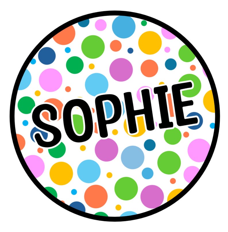 Printable Polka Dots Student Name Labels. Bright and Colorful Round ...