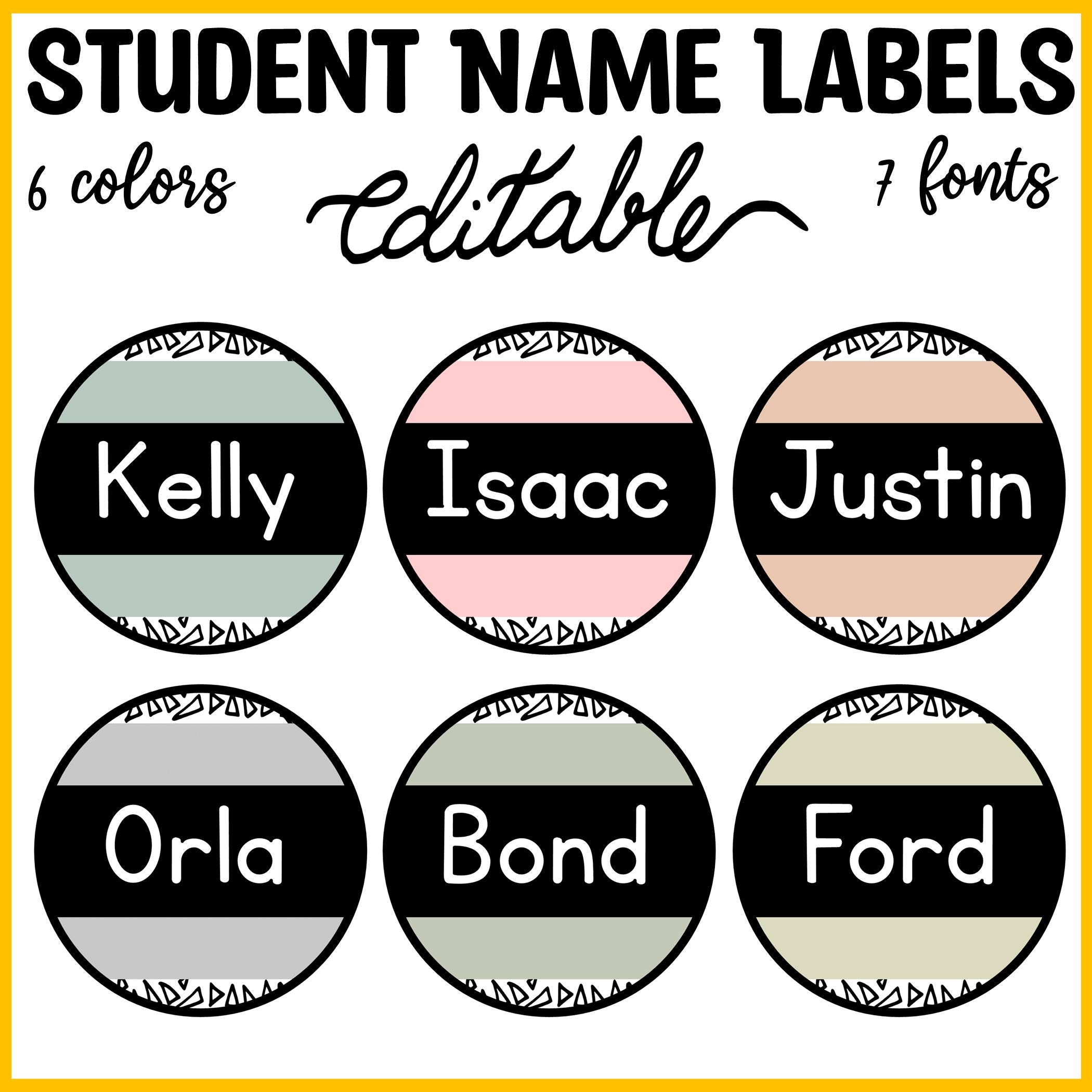 Printable Boho Student Name Labels, Editable Cubby Labels, Circle ...