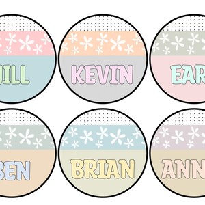 Printable Boho Dotty Floral Student Name Labels, Neutral Classroom ...