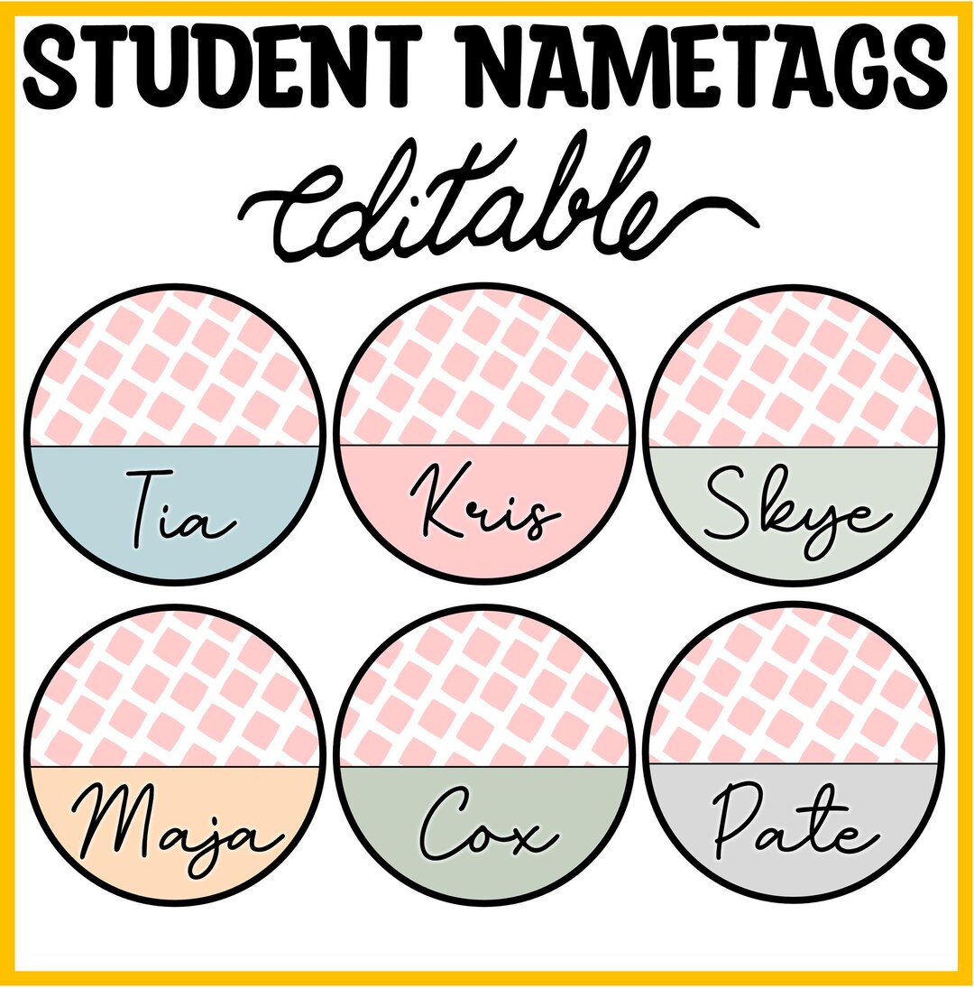 Printable Boho Student Name Labels, Round Boho Neutral Name Cards, Back ...