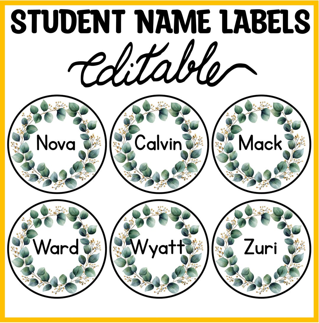 Editable Plant Theme Name Labels, Botanical Nametags, Spring Classroom ...