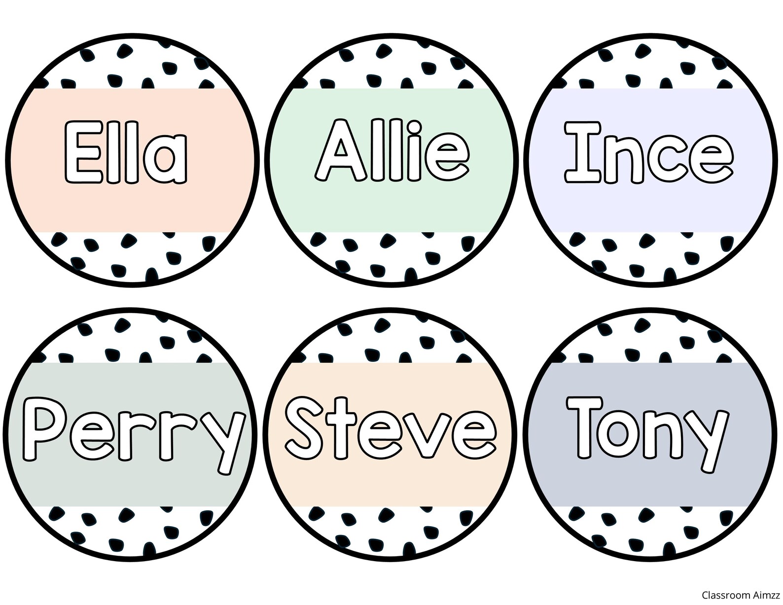 Printable Spotty Student Name Tags Printable, Editable Circular Name ...