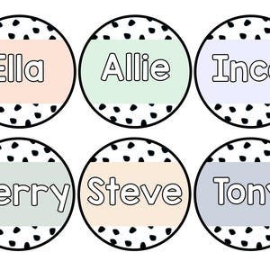 Printable Spotty Student Name Tags Printable, Editable Circular Name ...