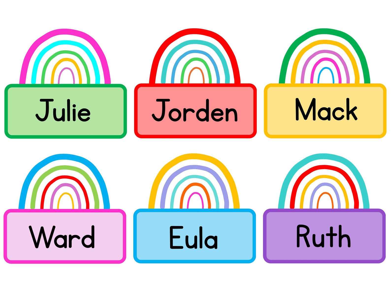 Printable Rainbow Theme Student Name Tags, Name Signs, Classroom Labels ...