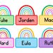 Printable Rainbow Theme Student Name Tags, Name Signs, Classroom Labels ...