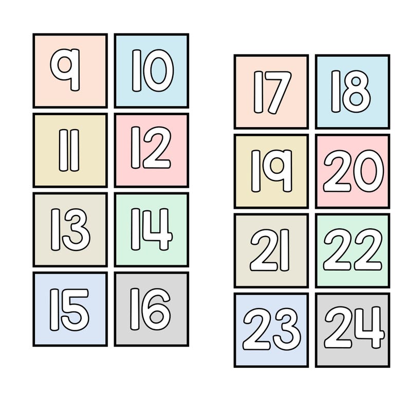 Calendar Number Tags, Printable Back to School Number Labels, Boho ...