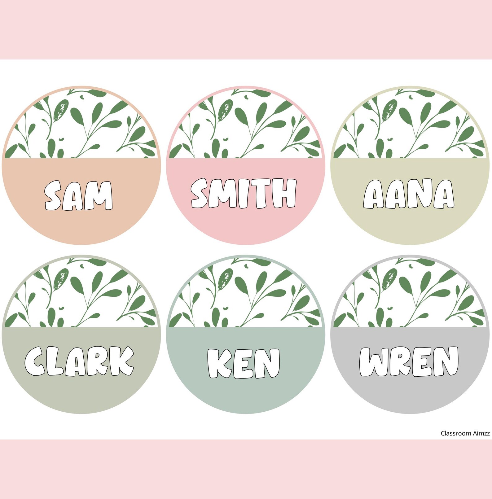 Printable Botanical Student Name Labels, Boho Neutral Student Name ...